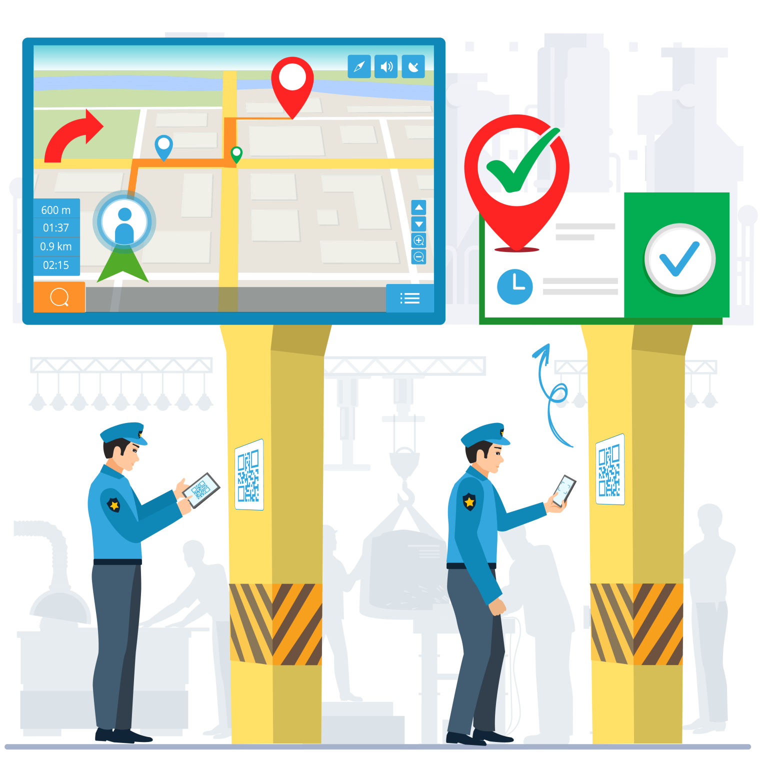 Guard Patrolling – Happy Visitor